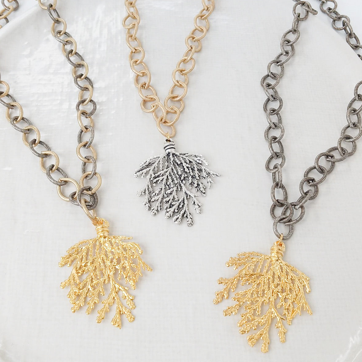 Coral on Single Link Chain – Virtue Jewelry Design