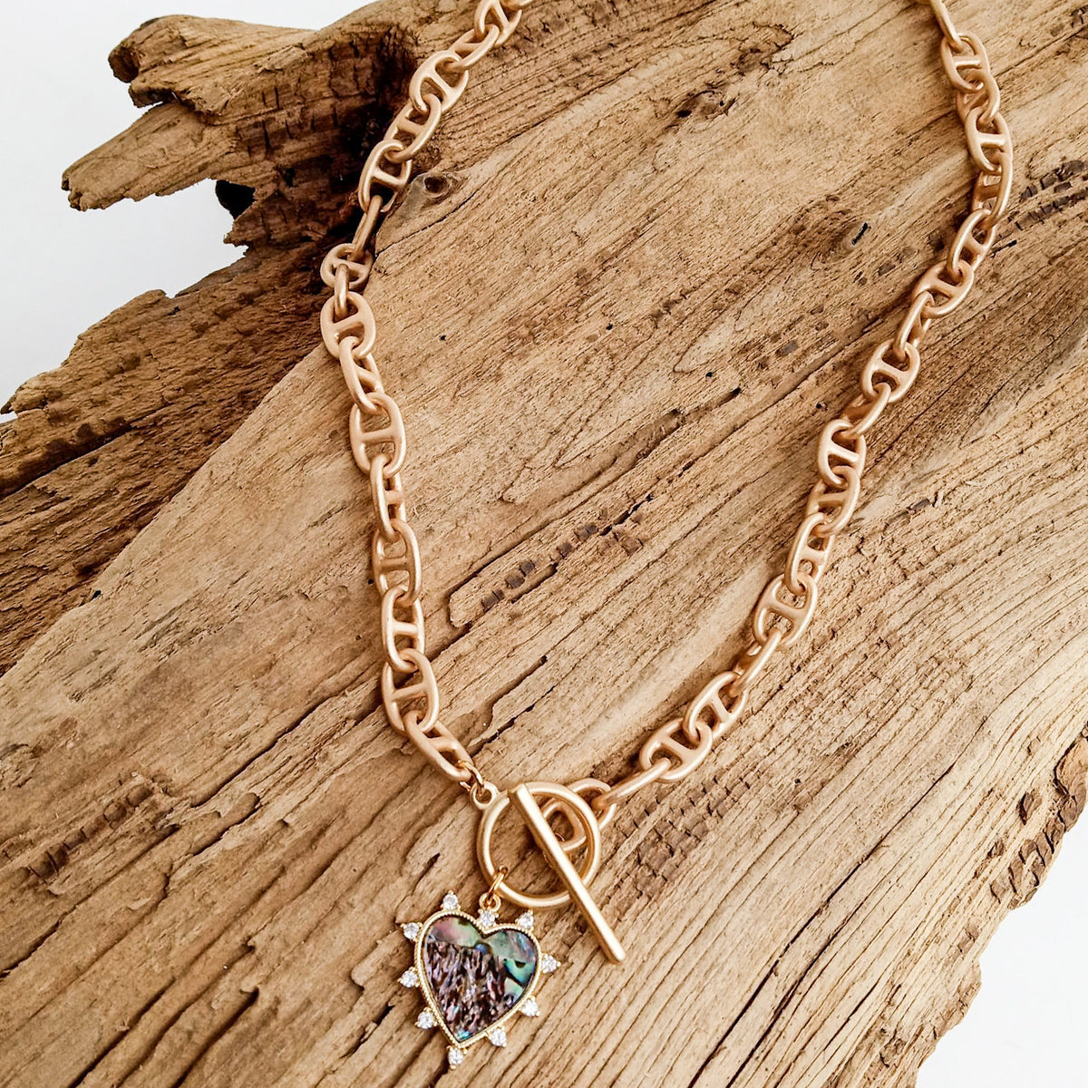 Mother of Pearl Heart on Helix Chain – Virtue Jewelry Design