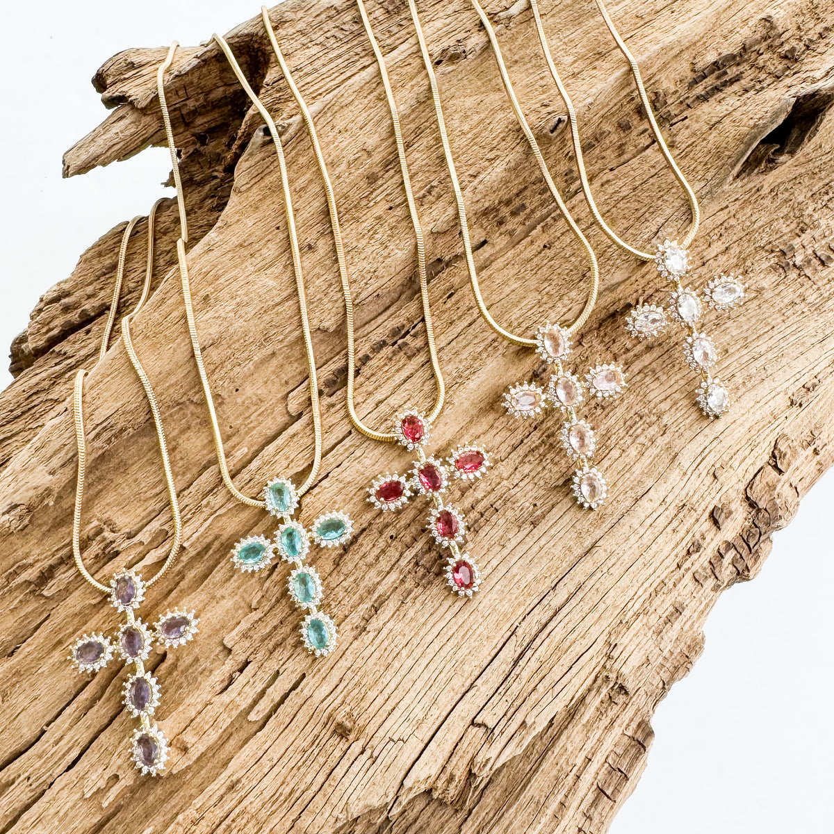 Royal Studded Cross on Square Snake Chain – Virtue Jewelry Design