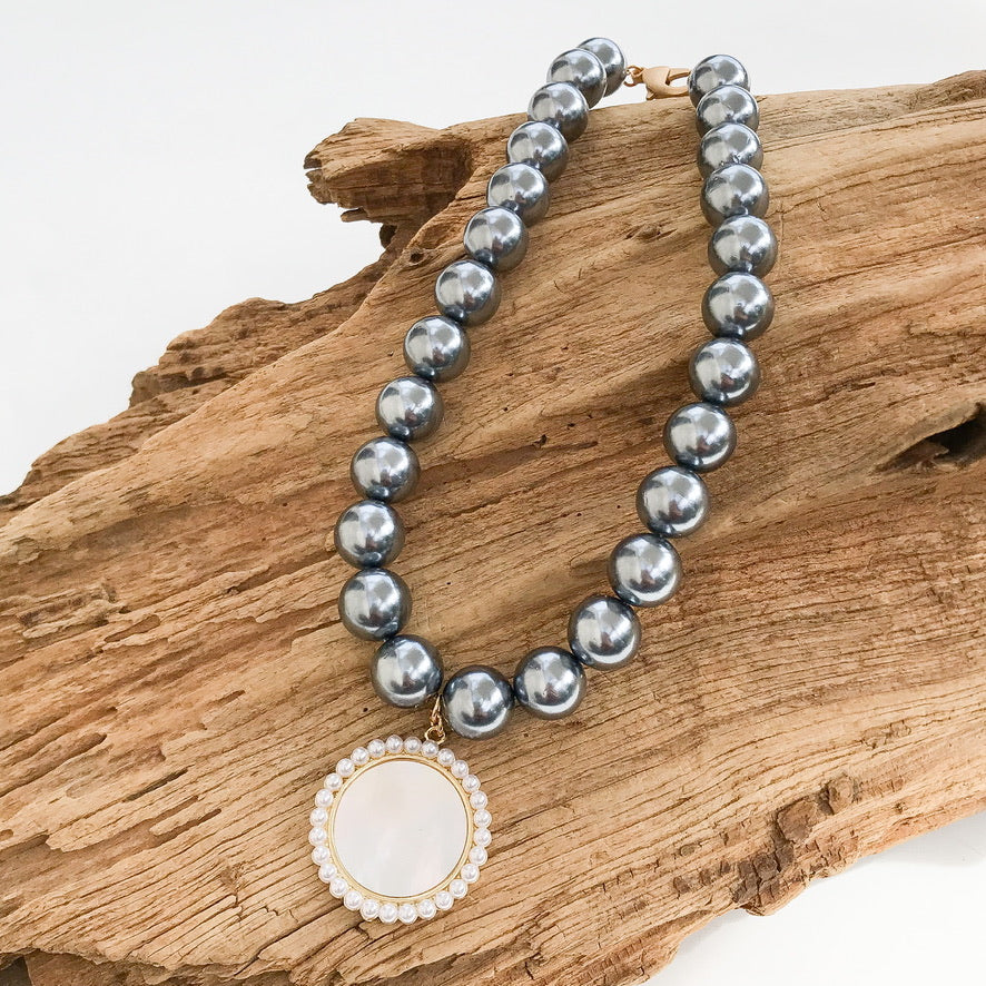 Pearl Trimmed Shell Disc on Jumbo Pearl – Virtue Jewelry Design
