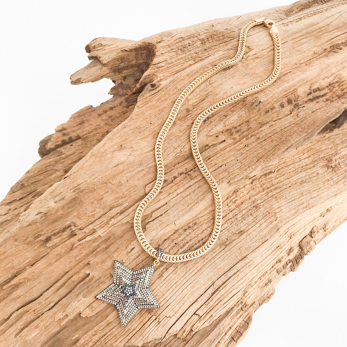 Stacked Star on Flat Woven Chain – Virtue Jewelry Design