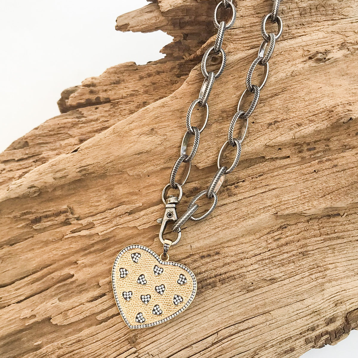 Etched Chain with Scattered Hearts – Virtue Jewelry Design