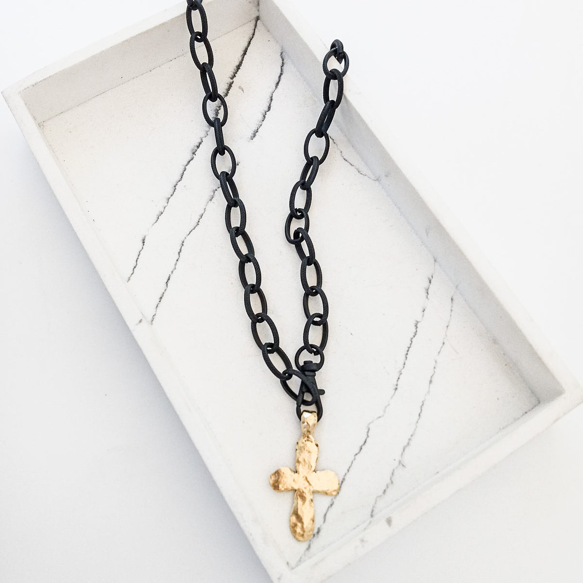 Etched Chain w/ Long-tail Cross 20” – Virtue Jewelry Design