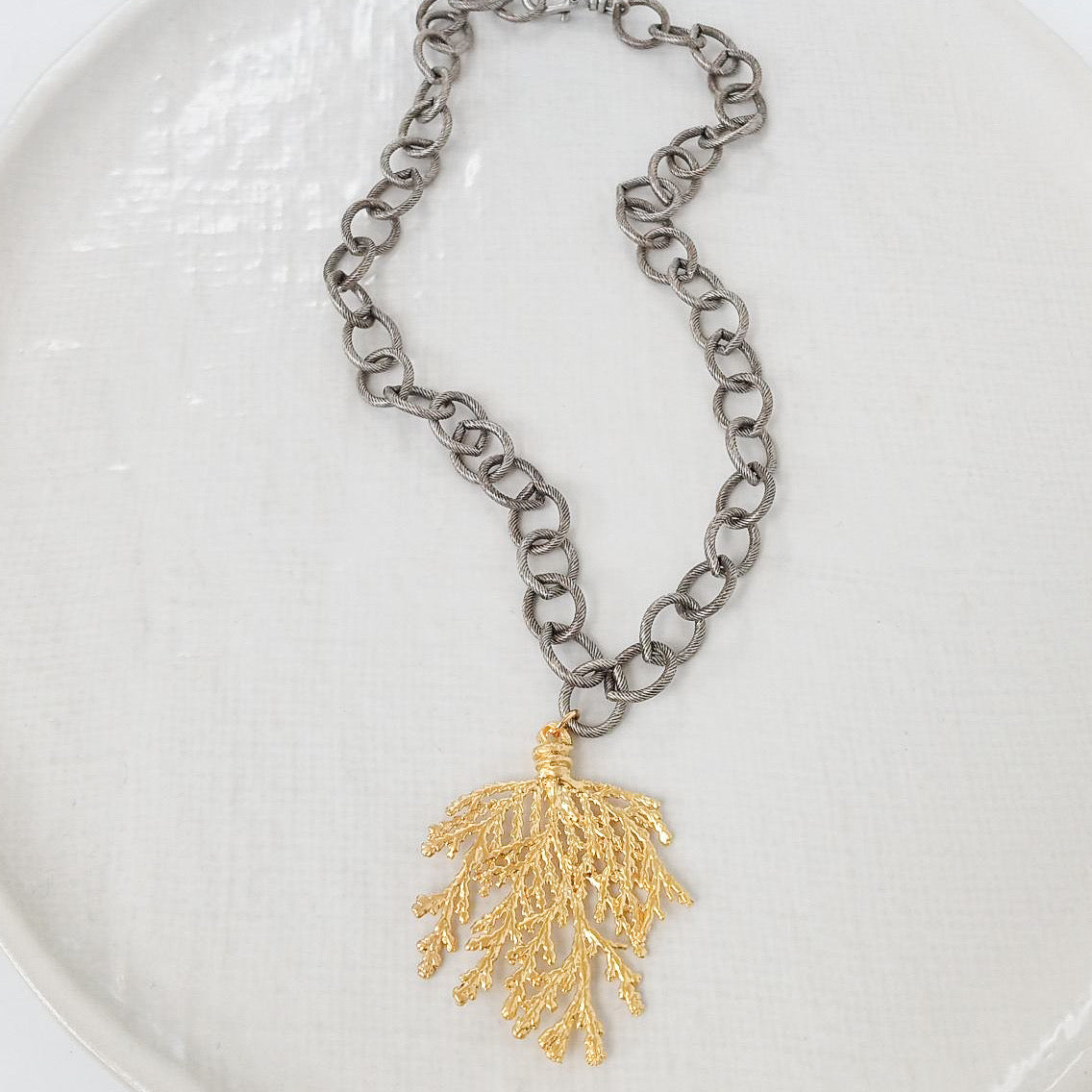 Coral on Single Link Chain – Virtue Jewelry Design