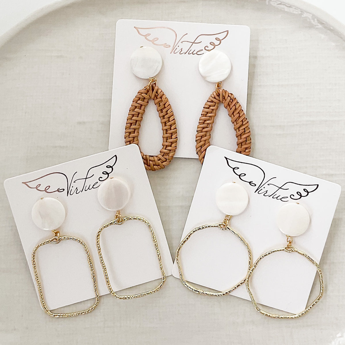 Shell Post w/ Branch Hoop – Virtue Jewelry Design