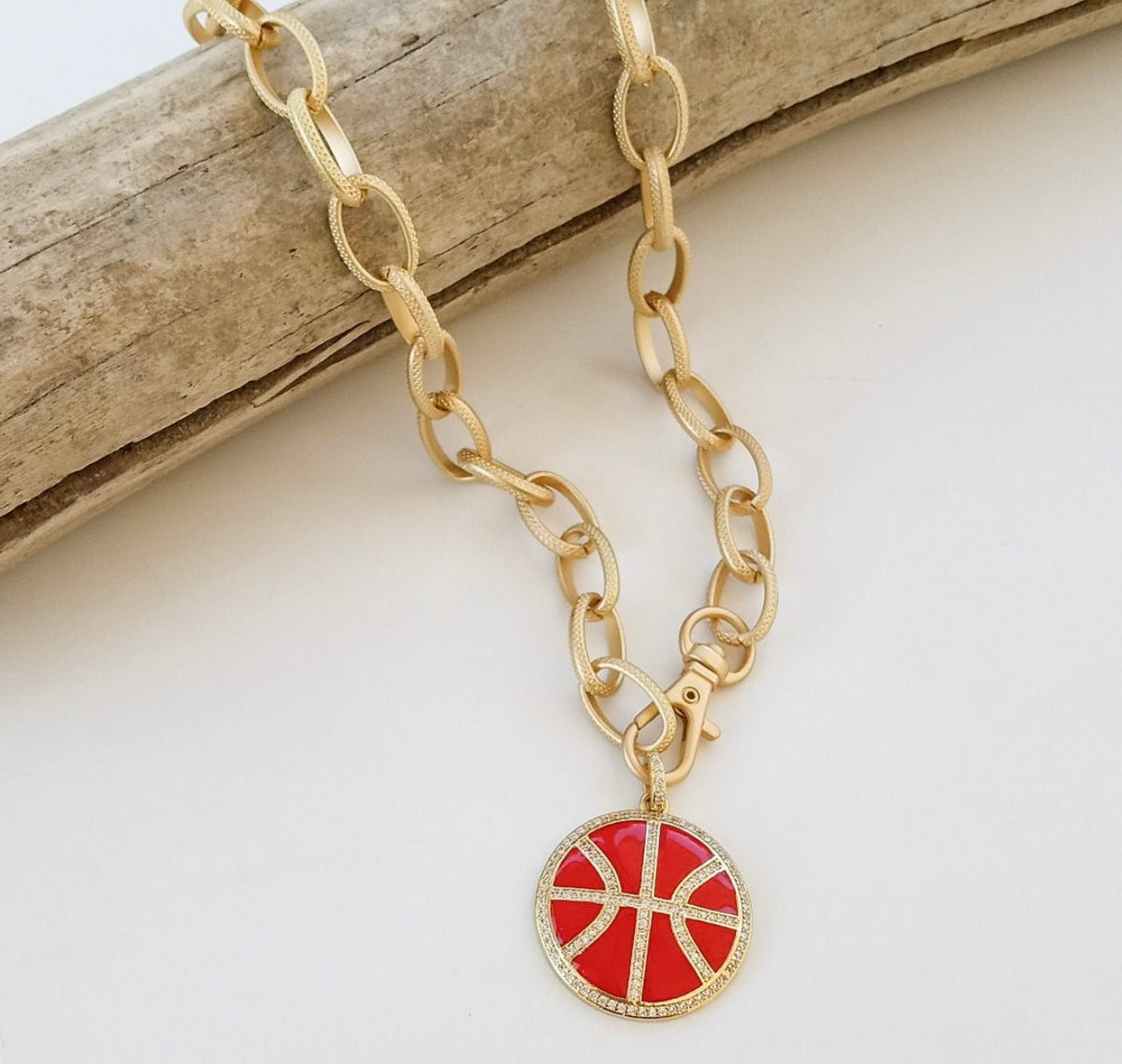 Basketball on 20” Etched Chain – Virtue Jewelry Design