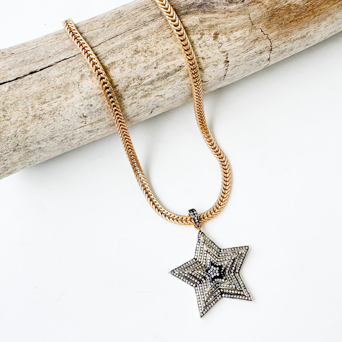 Stacked Star on Flat Woven Chain – Virtue Jewelry Design