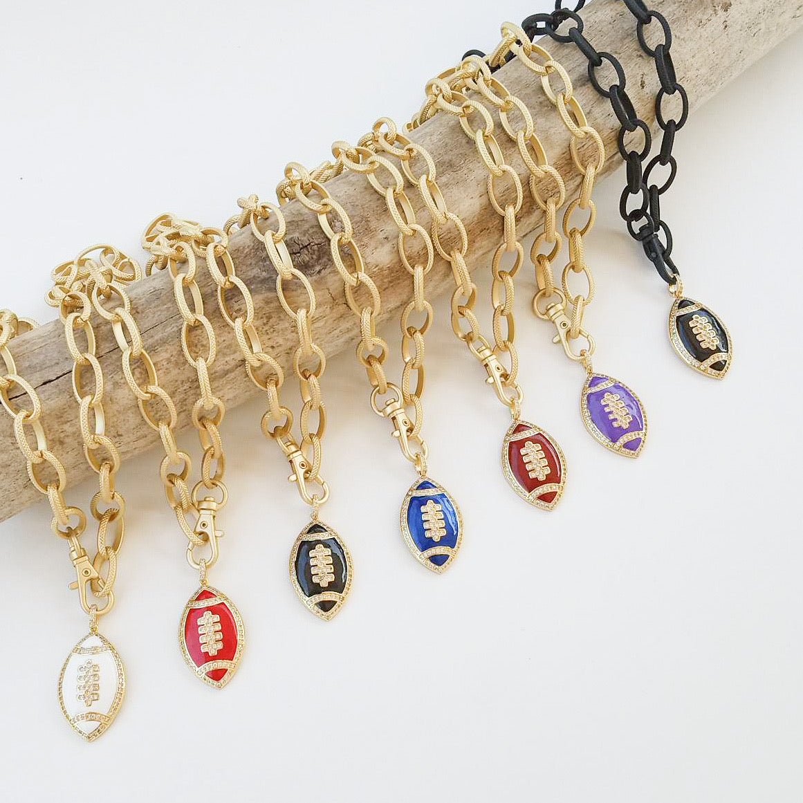 Football 🏈 Necklace On Etched Chain – Virtue Jewelry Design