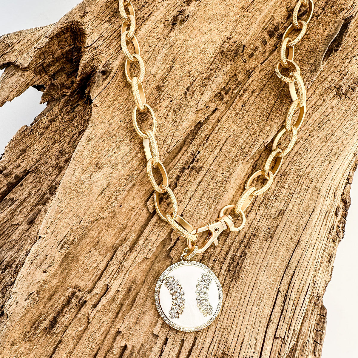 Baseball on 20” Etched Chain – Virtue Jewelry Design