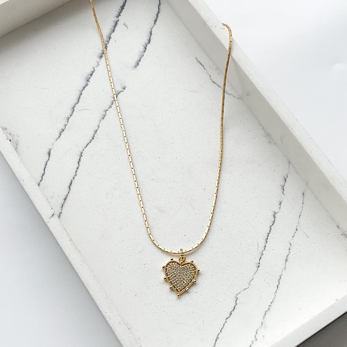 Interlink Chain W/ Rhinestone Heart – Virtue Jewelry Design